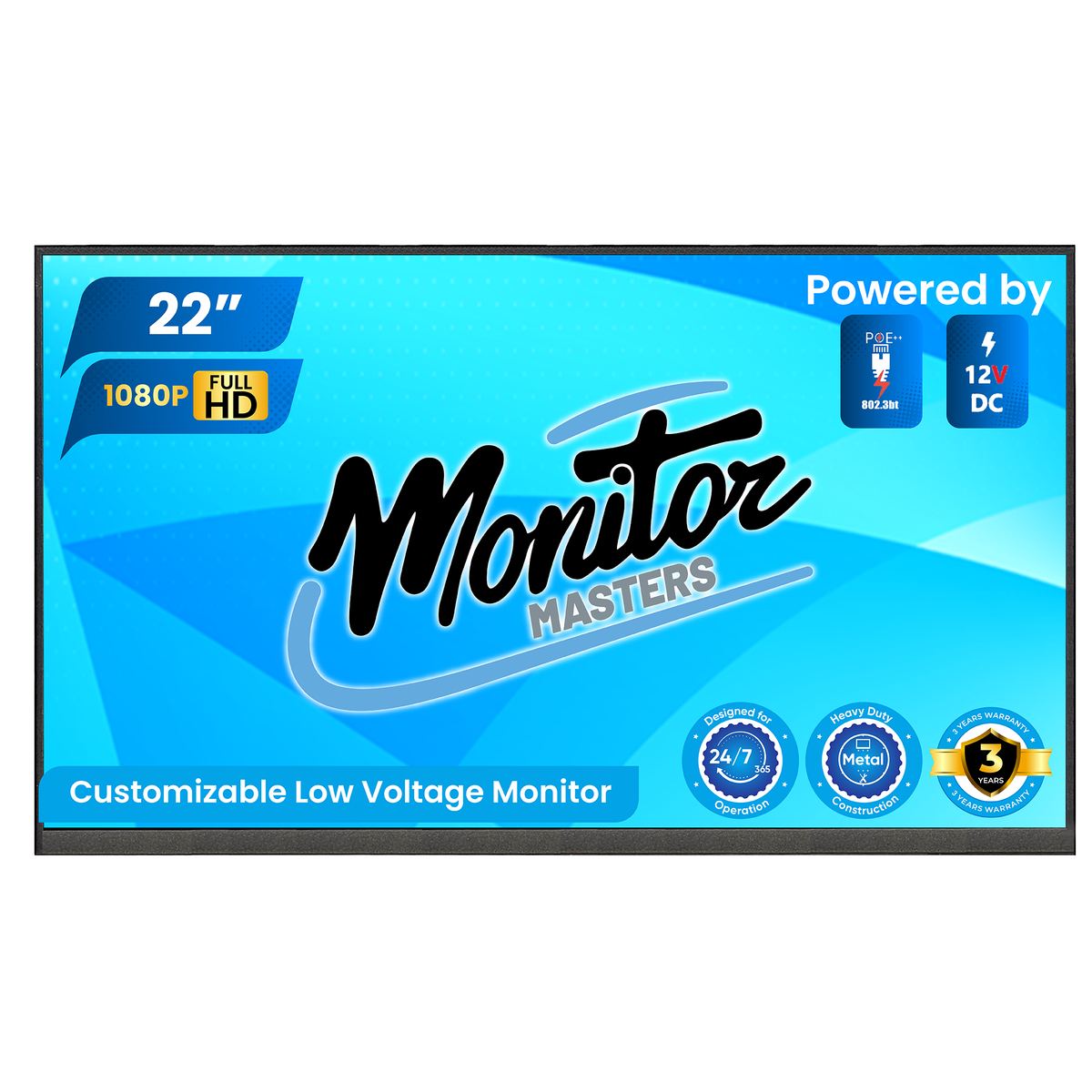 Customizable 22” Commercial-Grade LCD Monitor – AV Display, 1080p, 12V ...