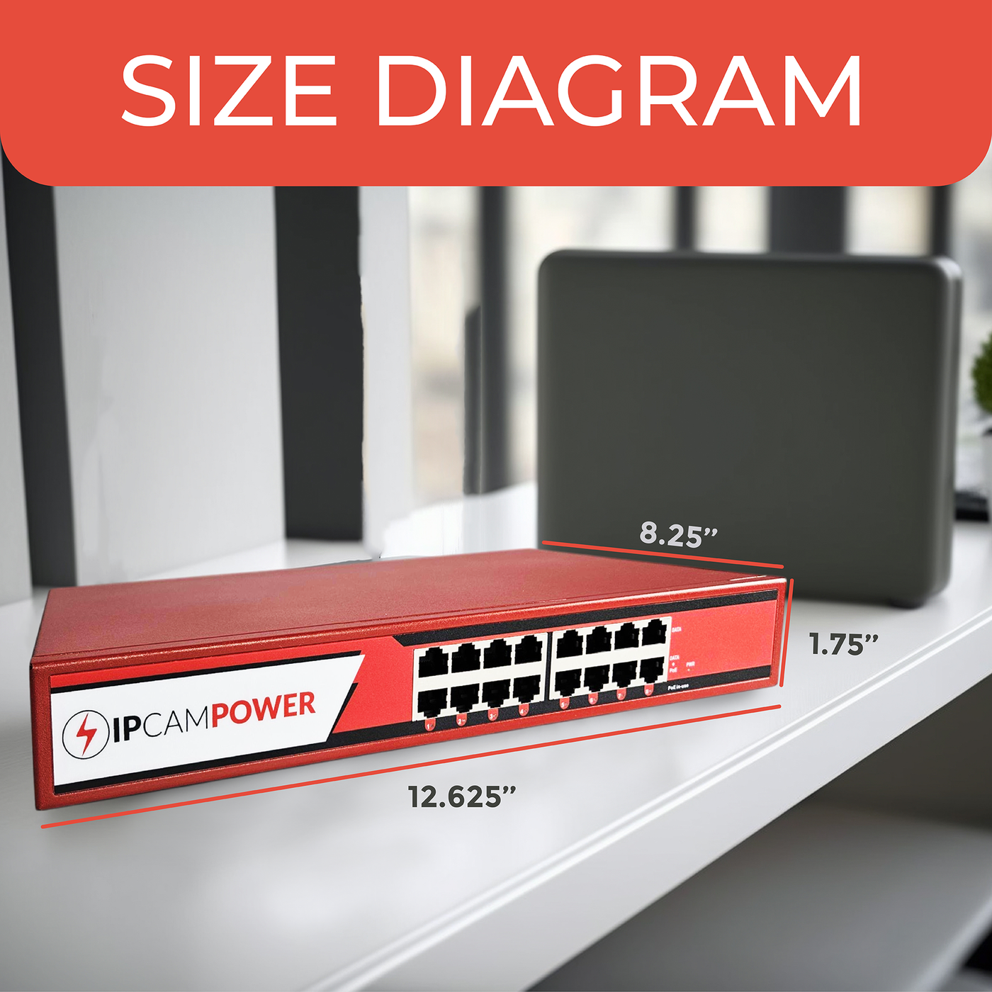 IPCamPower 8 Port 802.3bt POE++ Extreme Power POE Injector Hub, 90 Wat