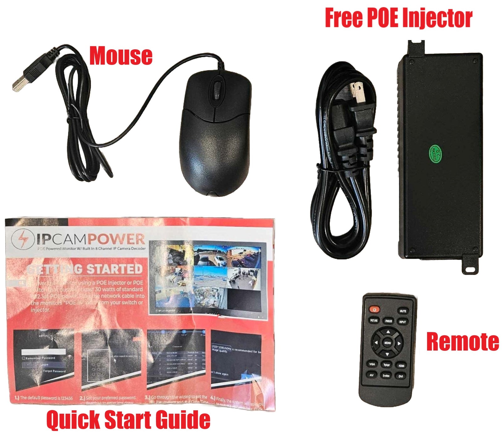 IPCamPower 21.5" POE-Powered CCTV Spot Monitor with Integrated 8 Chann