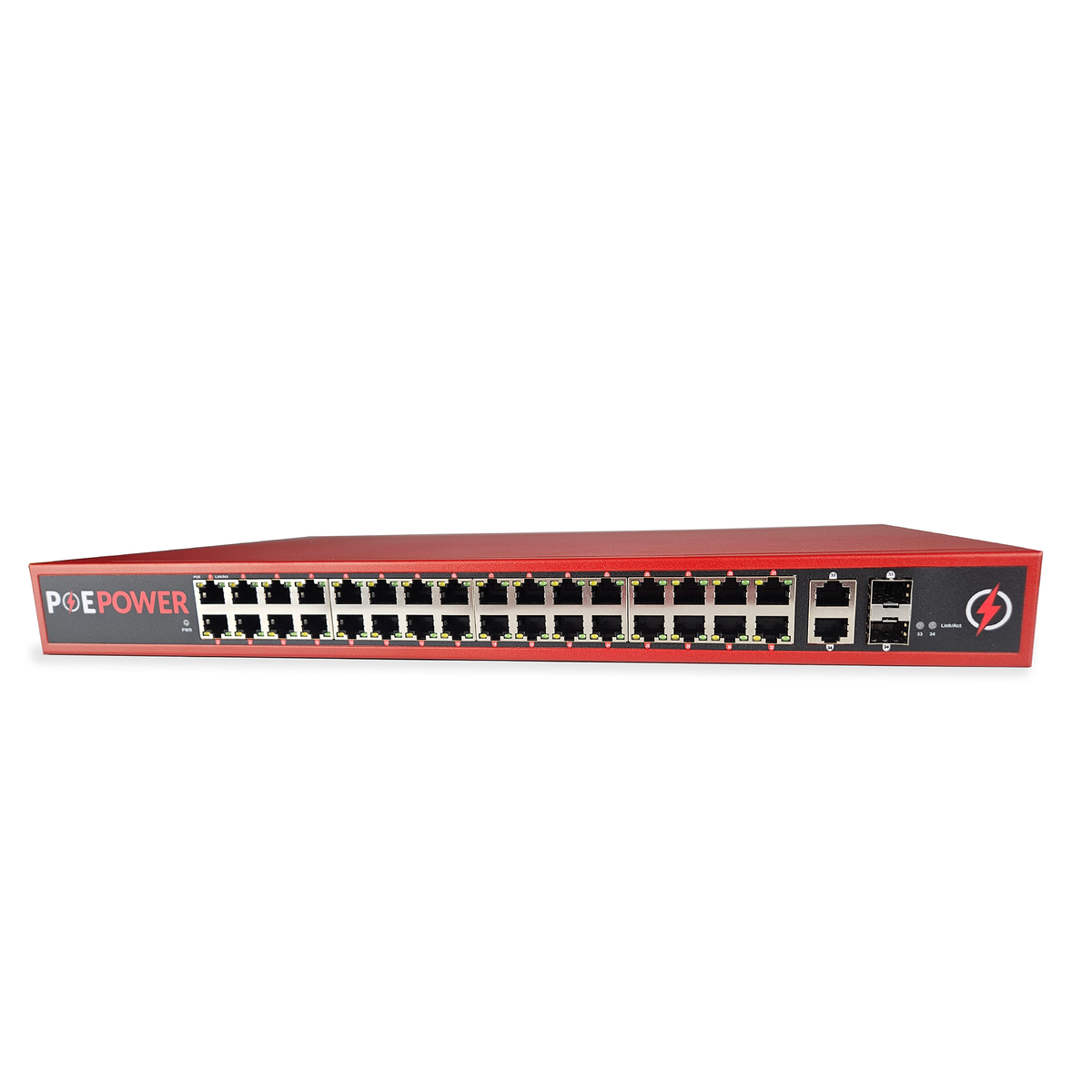 32 Port POE Network Switch W/ 2 Gigabit Uplinks, POE+ 30 Watts per Por ...