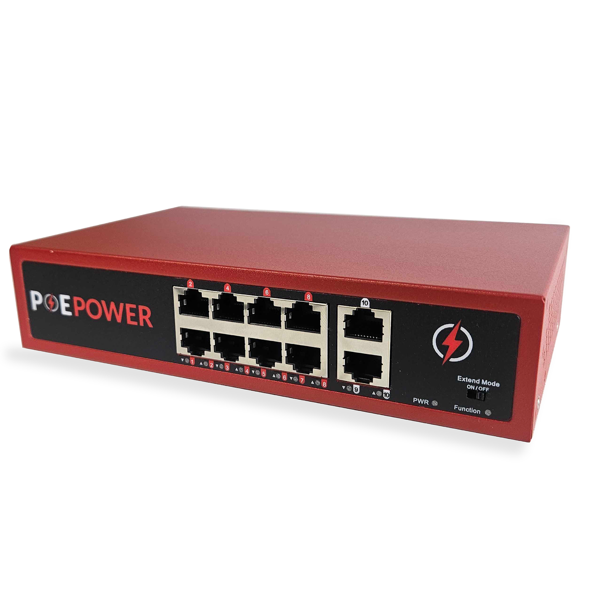 8 Port POE+ Switch & 2 Ethernet Uplink, 802.3at 30 Watts Per Port,120 — IPCamPower
