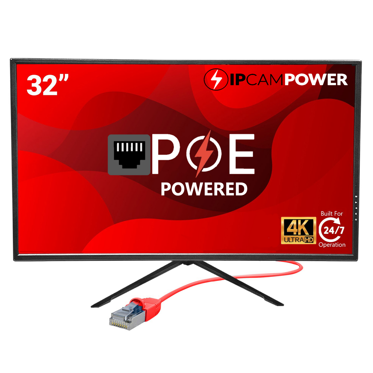 (Used) POE Powered Monitor 32" 4K, 12V DC Output, LAN Output, Speakers ...