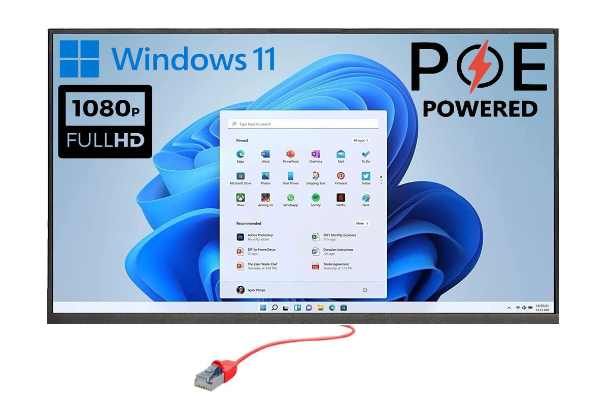 Monitor Masters 27" POE Powered All In One PC Computer, Full HD 1080p ...