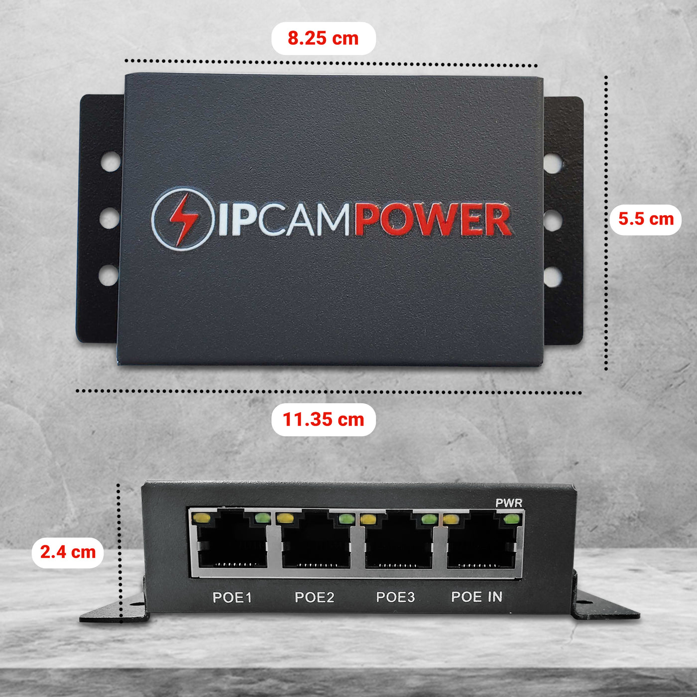 POE Powered 3 Port Switch & Network Cat5 Cat6 Midspan Cable Range Exte ...