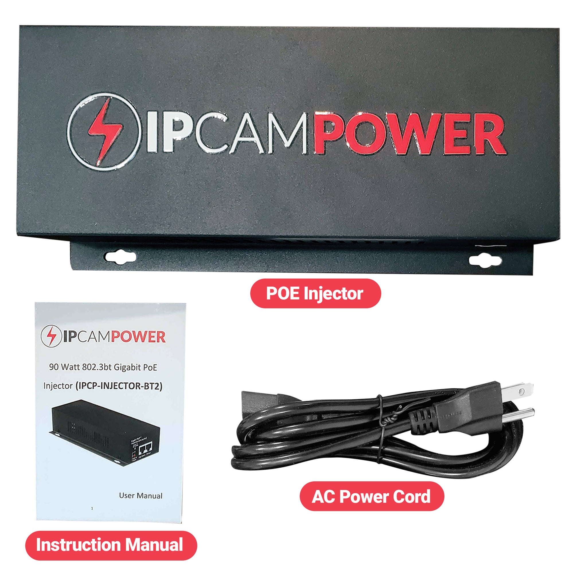 IPCamPower Ultra High Power 802.3bt 90 Watt POE ++ Injector Gigabit 10