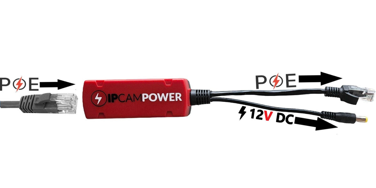 POE to 12V DC Converter w/ POE Pass Through, 802.3af/at, Gigabit POE P ...