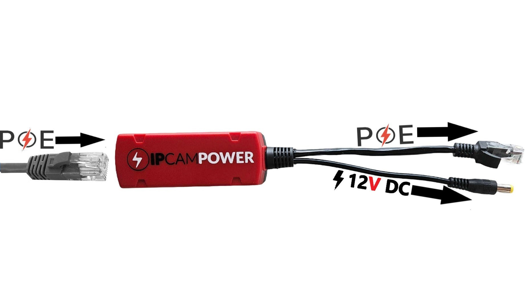 POE to 12V DC Converter w/ POE Pass Through, 802.3af/at, Gigabit POE P ...